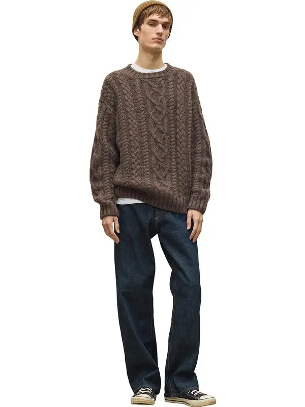 Johnstons Of Elgin Macdonald Aran Cable Cashmere Jumper - Brown