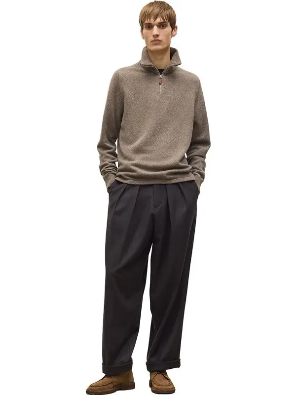 Johnstons Of Elgin Tweel Cashmere Half-zip Pullover - Brown