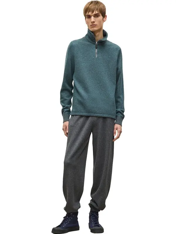 Johnstons Of Elgin Tweel Half-zip Cashmere Jumper - Green