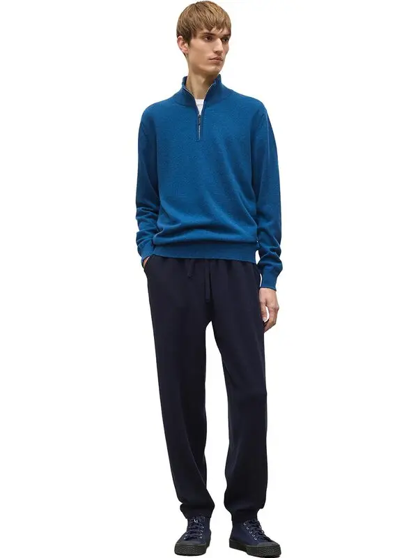 Johnstons Of Elgin Reuben Cashmere Zip Neck Jumper - Blue