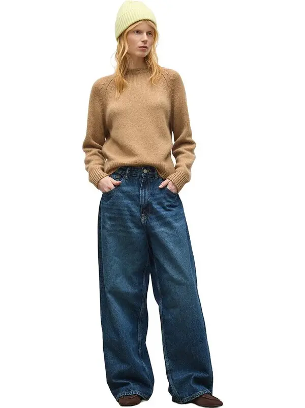 Johnstons Of Elgin Bay Camel Cashmere & Cotton Jumper - Brown