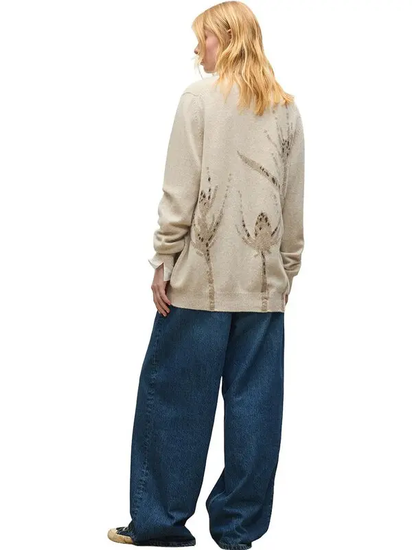 Johnstons Of Elgin Wild Thistle Intarsia Cashmere Cardigan - Natural