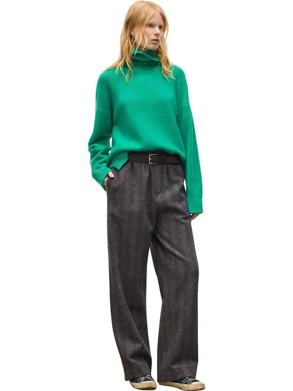 Johnstons Of Elgin Maggie Reverse Stitch Roll Neck Cashmere Jumper - Green