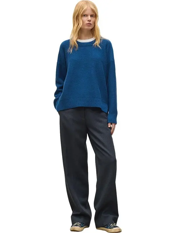 Johnstons Of Elgin Maggie Reverse Stitch Cashmere Jumper - Blue