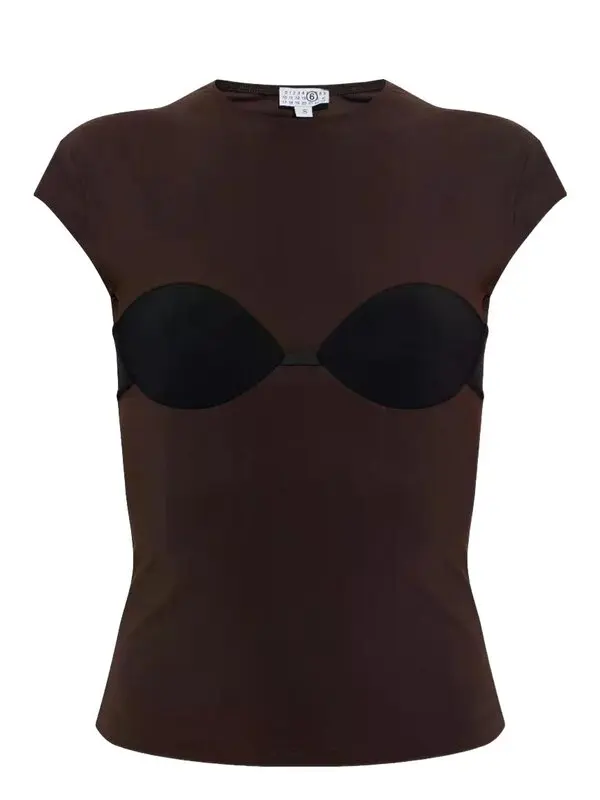 MAISON MARGIELA Bra Overlay T-shirt - Brown