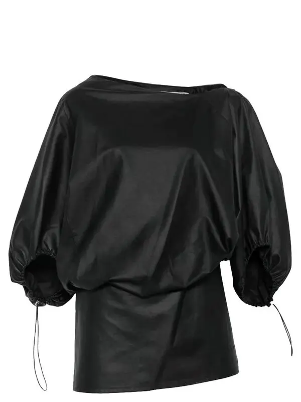 Alexander Wang Mini Dress With Zip Neckline And Balloon Sleeves - Black
