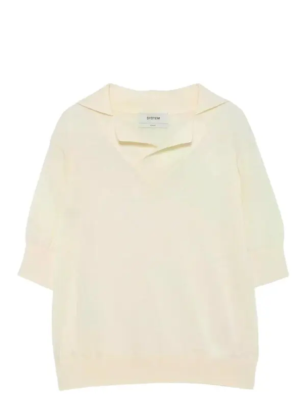 SYSTEM V-neck Short-sleeve Top - Neutrals