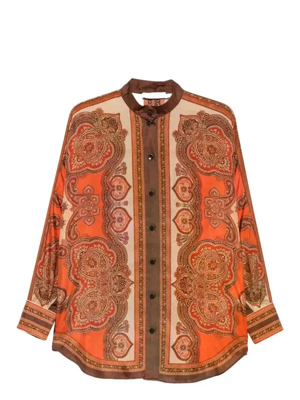 Zimmermann Mahon Paisley-print Silk Shirt - Orange