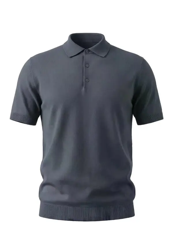 FILIPPO DE LAURENTIIS Short-sleeve Knitted Polo Shirt - Blue