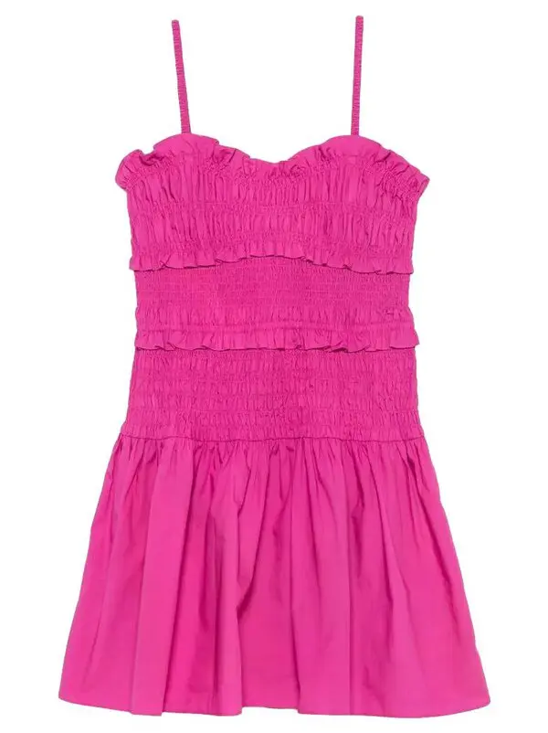 Michael Kors Fuchsia Ruffled Sweetheart Neck Mini Dress - Pink