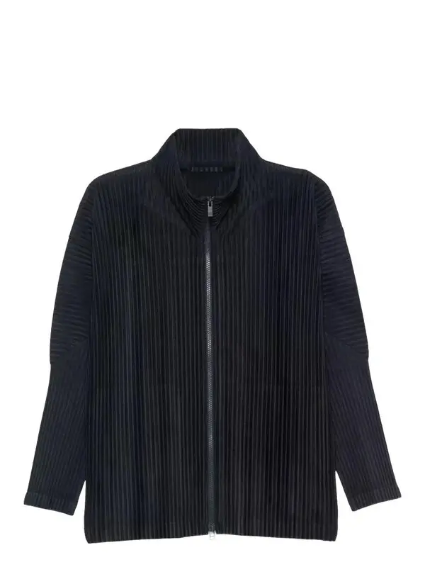 Issey Miyake Pleated Zip-up Shirt - Blue
