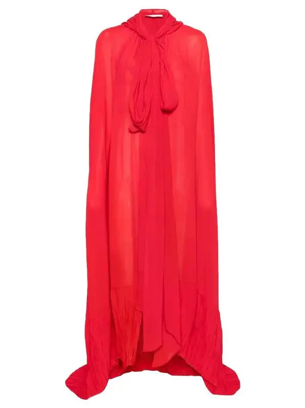 Blumarine Hooded Pussy-bow Cape - Red