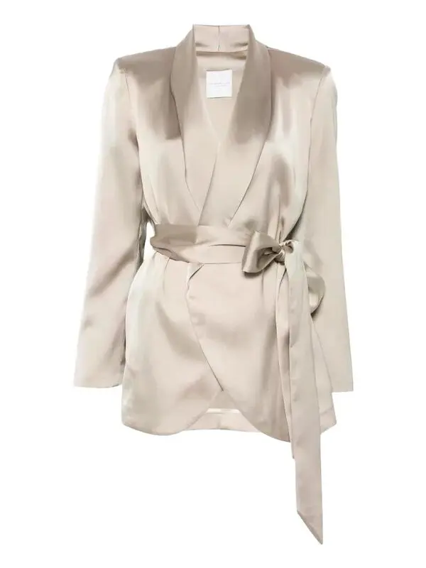 CENERE GB Long-sleeve Belted Jacket - Neutrals