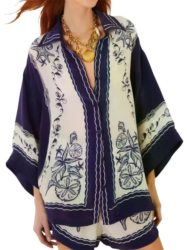 Farm Rio Marine Print Shirt - White