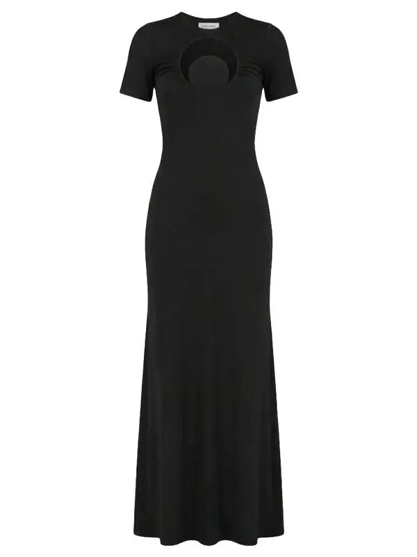 MARINE SERRE Moon Motif Gathered Maxi Dress - Black