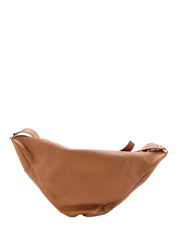 Prada Triangle Logo Zip Messenger Leather Crossbody Bag - Brown
