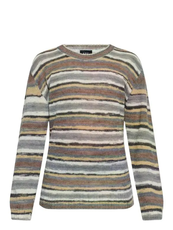 A.p.c. Striped Crew Neck Sweater - Grey