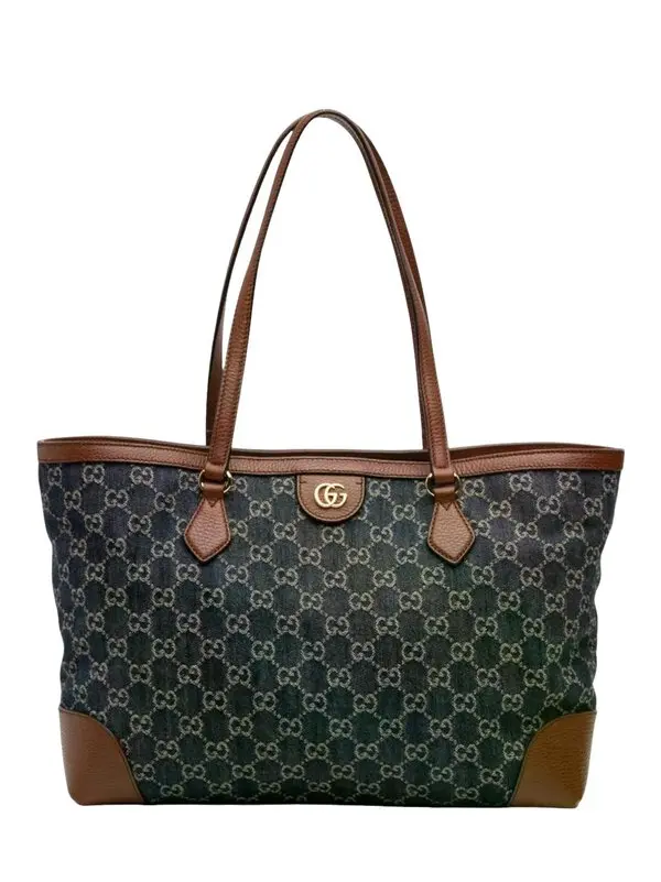 Gucci Medium Ophidia Gg Denim Tote Bag - Blue