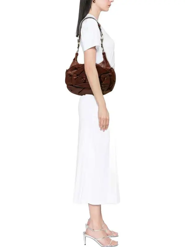Saint Laurent Nadja Rose Petal Leather Shoulder Bag - Brown