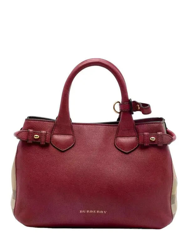 Burberry Small Grainy Calfskin And House Check Banner Satchel - Red