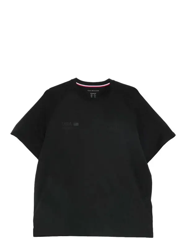 Tommy Hilfiger Us Sail Gp Logo-print Raglan-sleeve T-shirt - Black