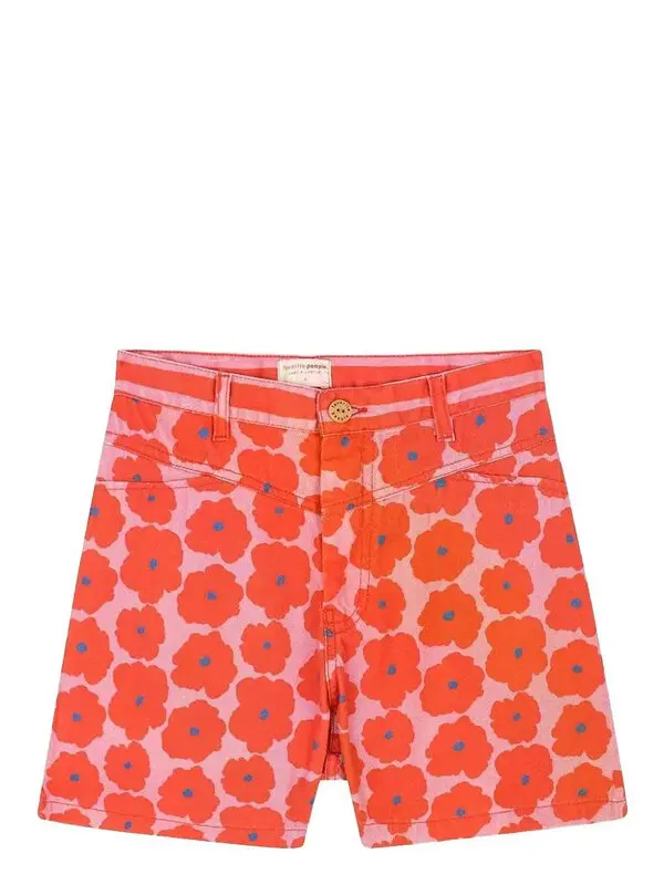 FAVORITE PEOPLE Napoli Floral Print Shorts - Red