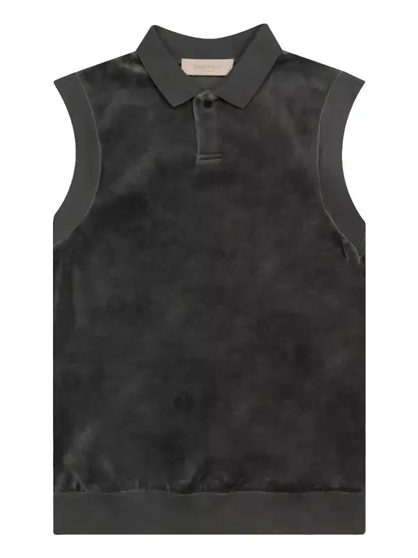 Fear Of God Velour Sleeveless Polo Shirt - Grey