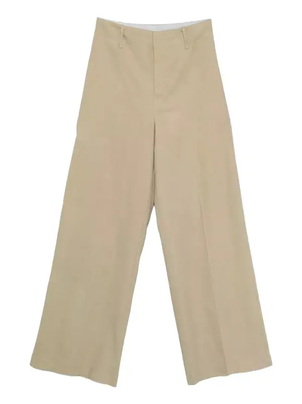 ALYSI Khaki Front Zip And Button Concealed Closure Trousers - Neutrals