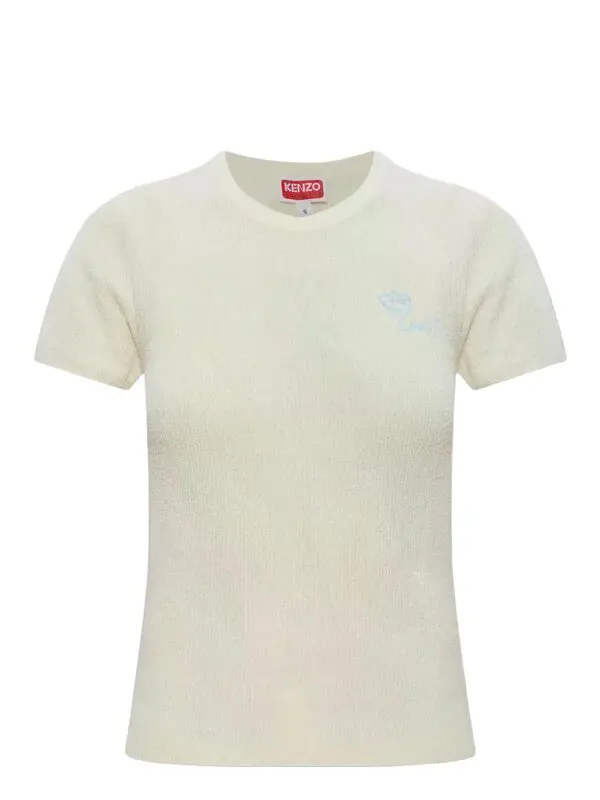 Kenzo Embroidered Cotton T-shirt - Neutrals