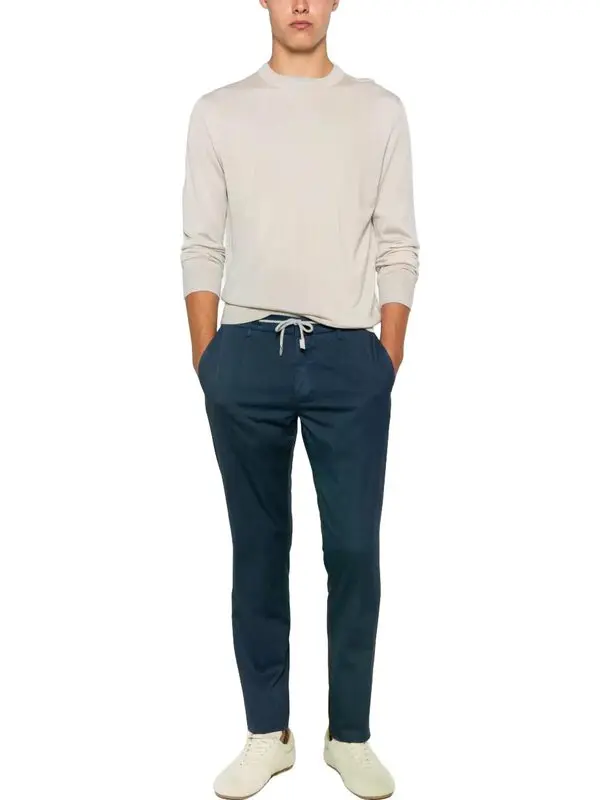 Eleventy Drawstring Waist Pleated Trousers - Blue