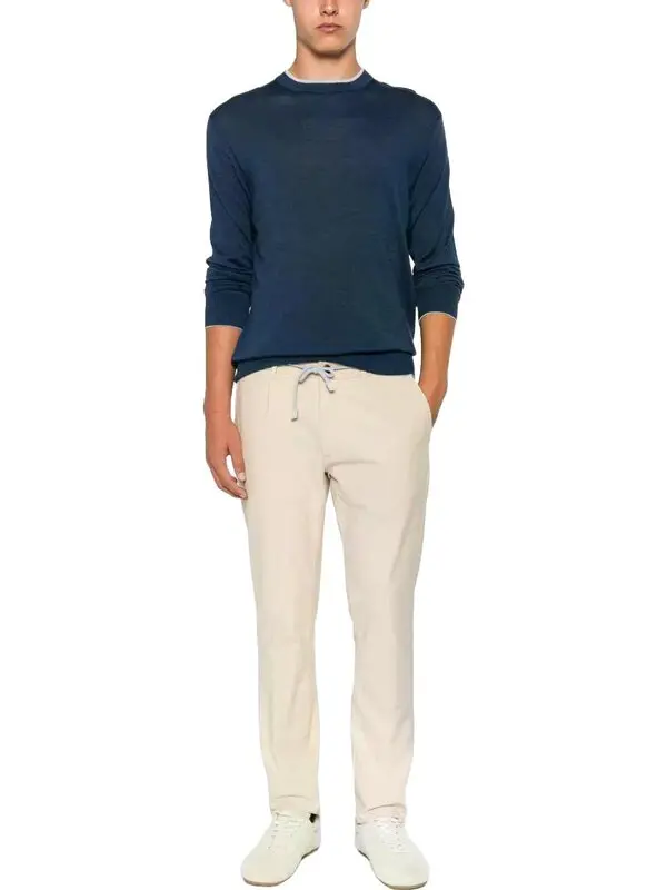 Eleventy Contrast Trim Crew Neck Sweater - Blue
