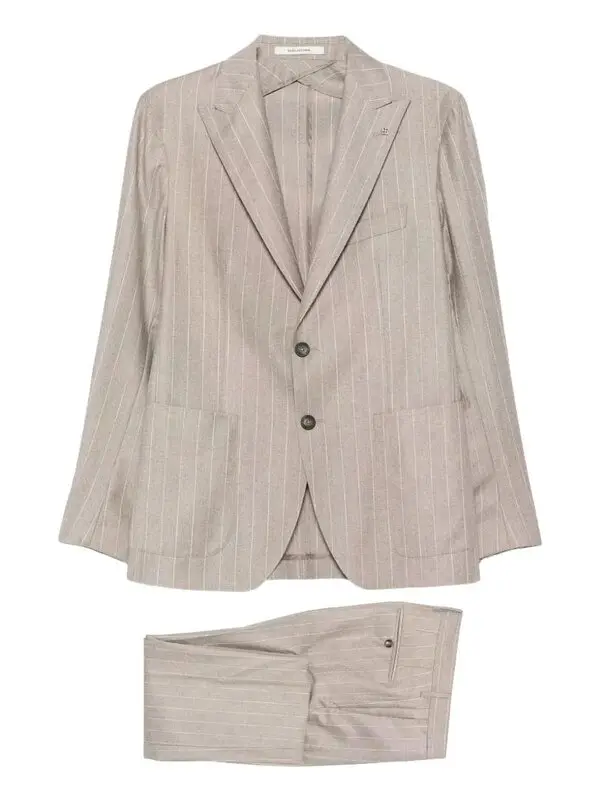 Tagliatore Pinstripe-pattern Single-breasted Suit - Grey