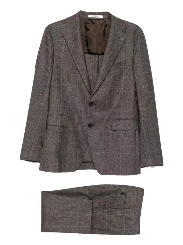Tagliatore Check-pattern Wool Suit - Grey