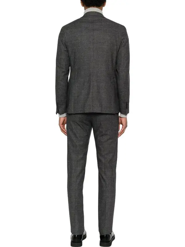 Tagliatore Check-pattern Single-breasted Suit - Grey