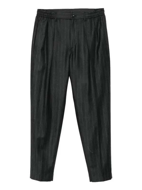Tagliatore Dark Pinstripe Pleated Trousers - Grey
