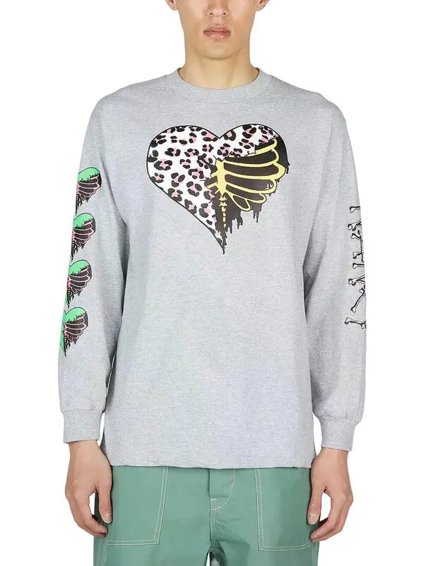 Nancy Ganz Graphic Print Crewneck Sweatshirt - Grey