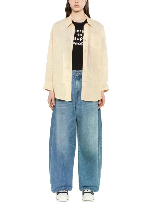 R13 Whiskered Pleated Jeans - Blue