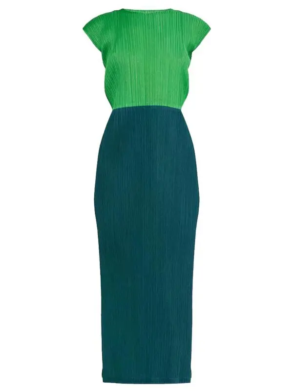 Issey Miyake Color-block Midi Dress - Green