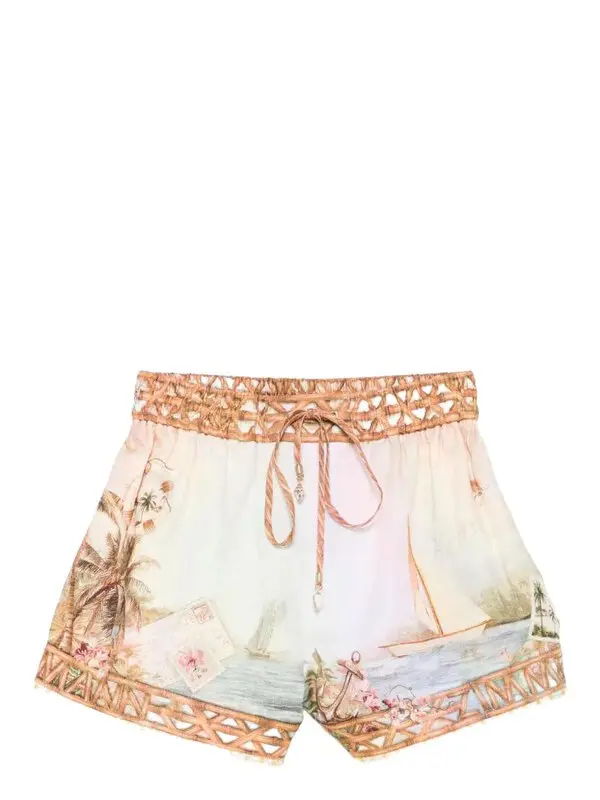 Zimmermann Mahon Island Linen Shorts - Neutrals