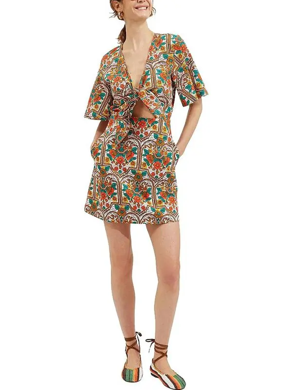 La DoubleJ Peek-a-boo Mini Dress With Floral Print - Corte White Rust