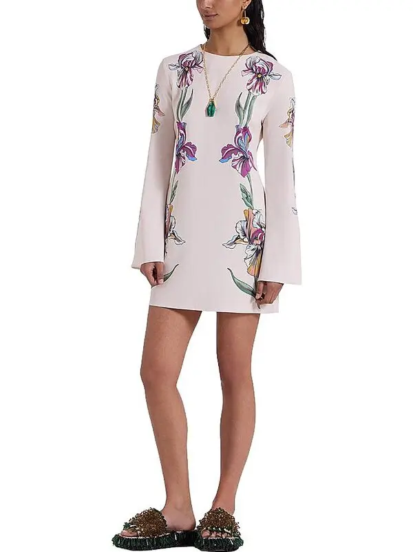 La DoubleJ Mini Dress With Floral Print - Iris Placee Ivory
