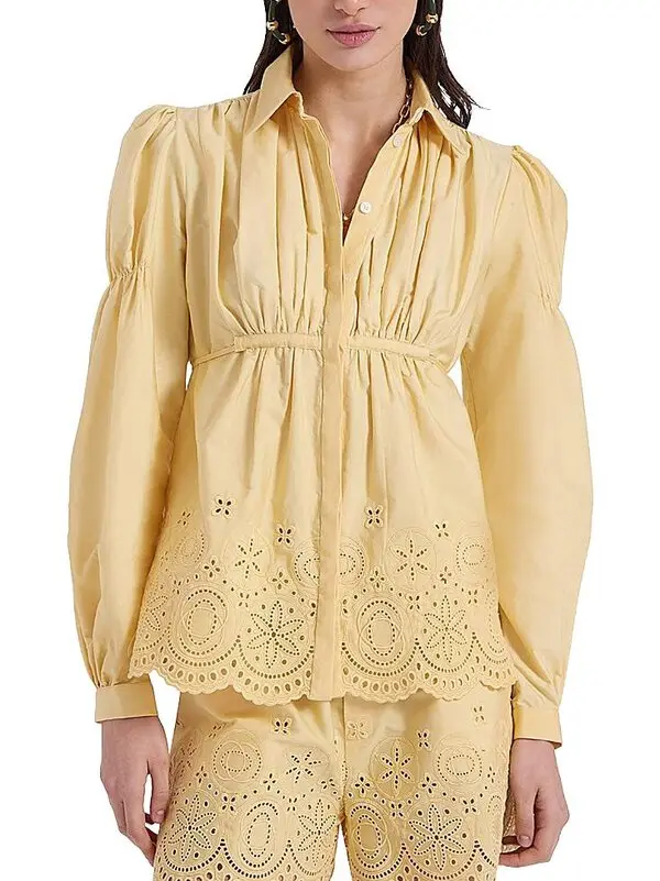 La DoubleJ Franca Embroidered Shirt - Eclipse Sangallo Light Yellow