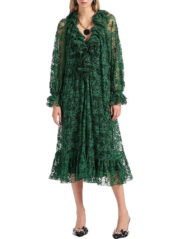 La DoubleJ Hey Jude!" Lace Midi Dress - Iris Lace Dark Green