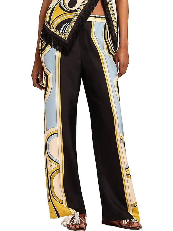 La DoubleJ Club Pants Placee Printed Silk Twill Wide-leg Trousers - Sanctuary Placee Black