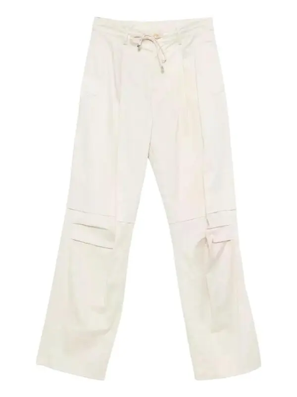 CIRCUS HOTEL Drawstring Waist Pleated Trousers - Neutrals