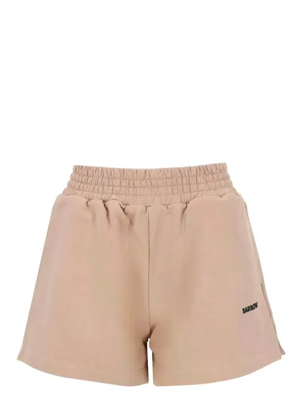 BARROW Logo Print Elasticated Waist Mini Shorts - Neutrals
