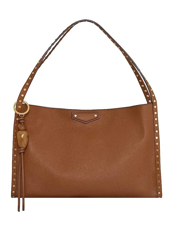 Rebecca Minkoff Dylan Studded Leather Shoulder Bag - Chestnut