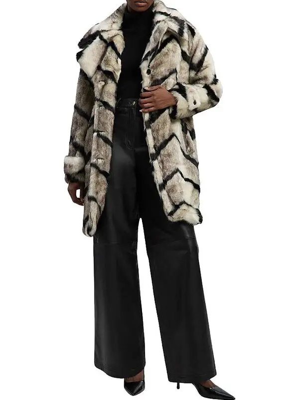 Karen Millen Faux Fur Belted Longline Coat - Mono