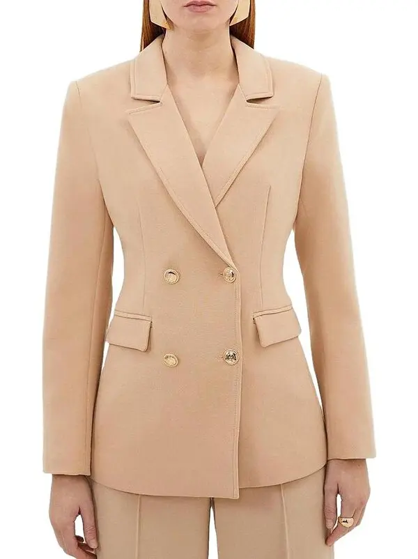 Karen Millen Tailored Double Breasted Blazer - Camel