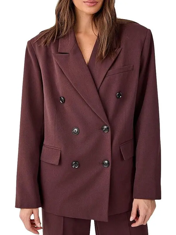 Nasty Gal Double Breasted Oversized Blazer - Chocolate